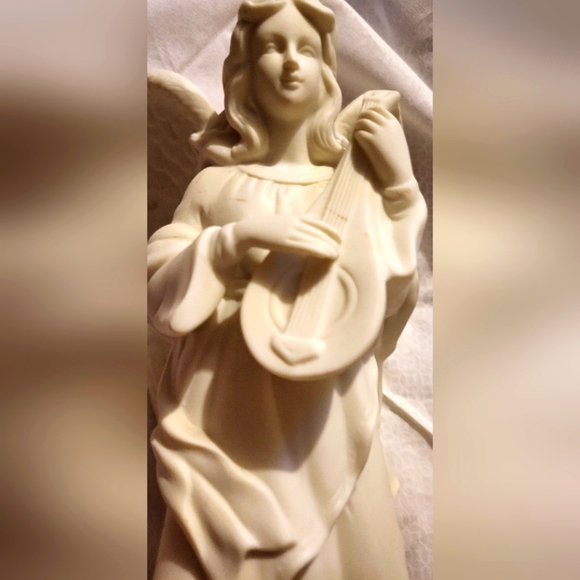 PartyLite | Accents | Vintage Partylite Bisque Angel Playing Lute With ...